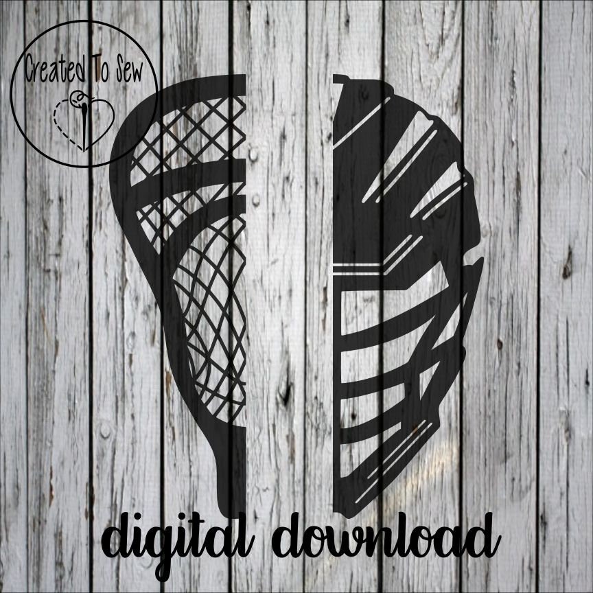 Split Lacrosse Helmet and Stick SVG and PNG Digital Instant Download ...