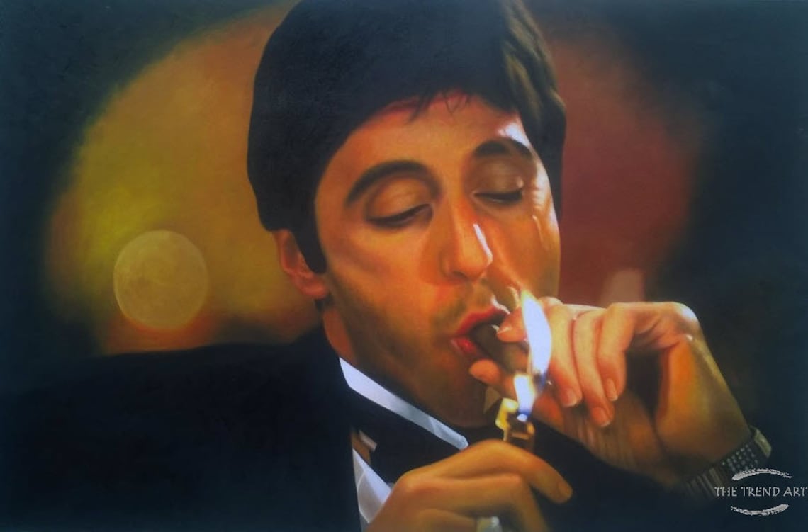 The Godfather Oil Painting Michael Corleone Portrait Smoking | Etsy
