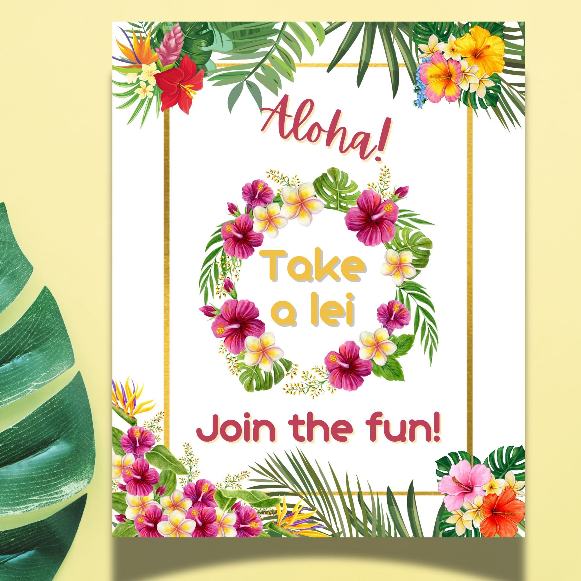 Luau Sign, Luau Party Sign, Luau Decor, Luau Party Decor, Lei Sign ...