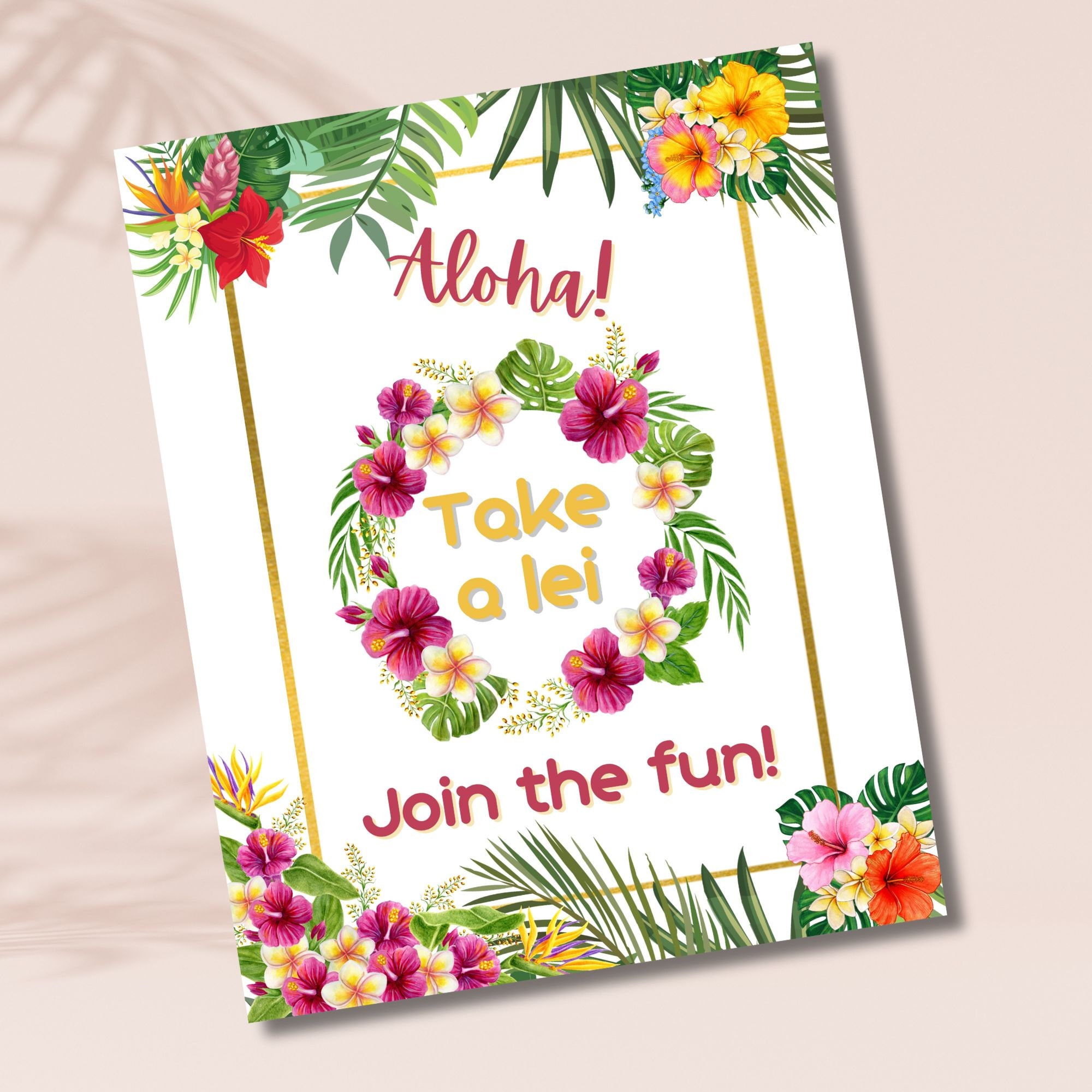 Luau Sign, Luau Party Sign, Luau Decor, Luau Party Decor, Lei Sign ...