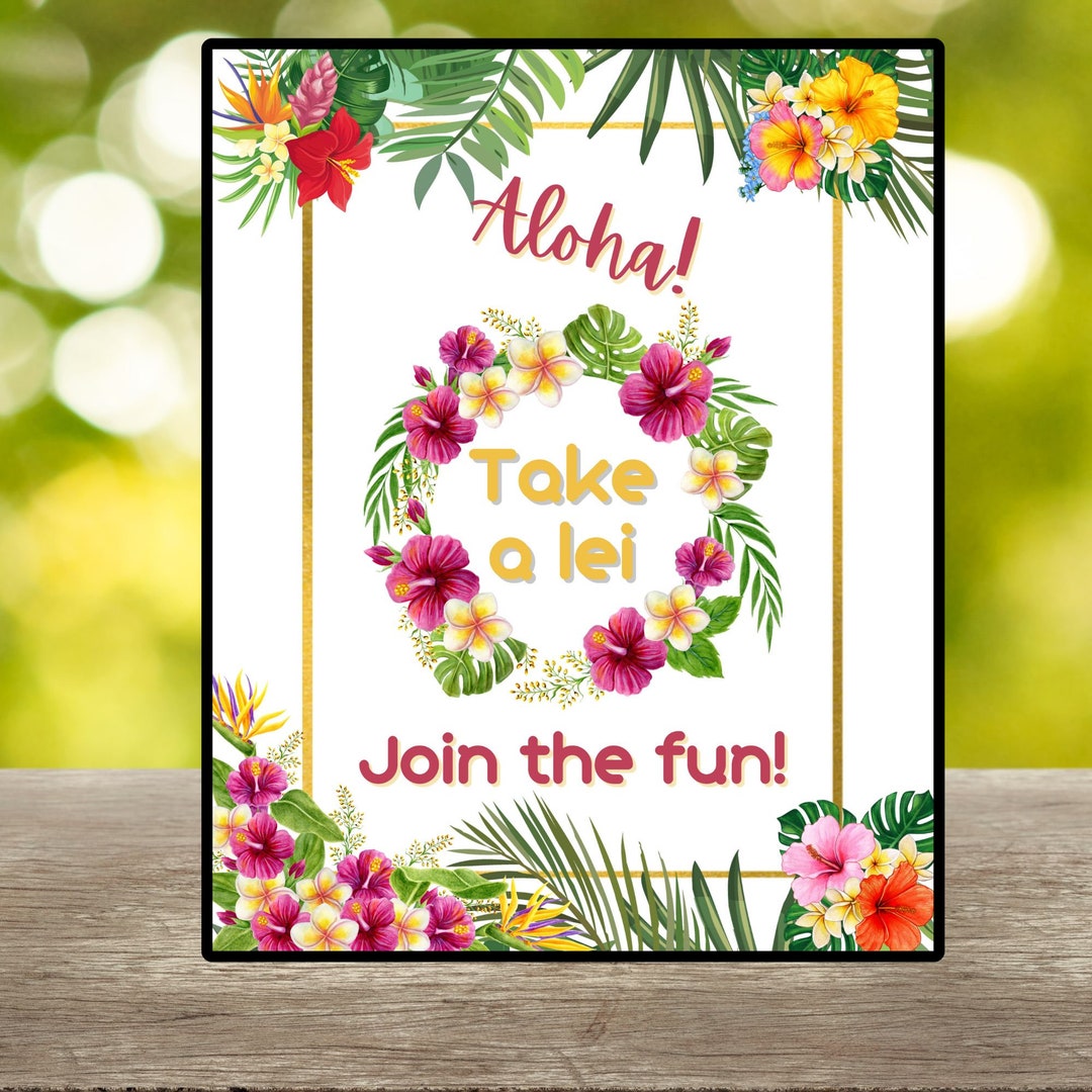 Luau Sign, Luau Party Sign, Luau Decor, Luau Party Decor, Lei Sign ...