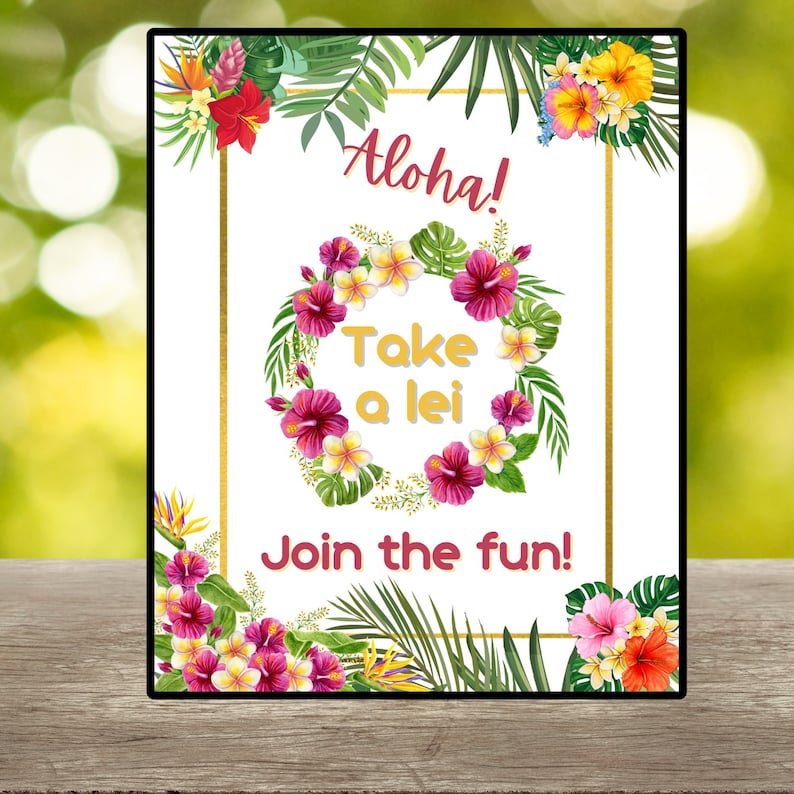 Luau Sign, Luau Party Sign, Luau Decor, Luau Party Decor, Lei Sign ...