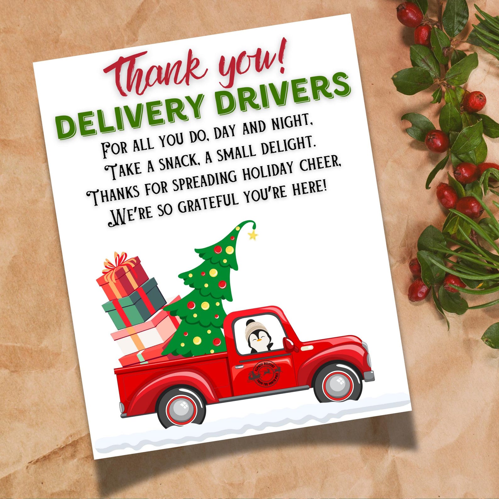 Deliver Driver Sign, Delivery Driver Christmas Sign, Delivery Driver ...