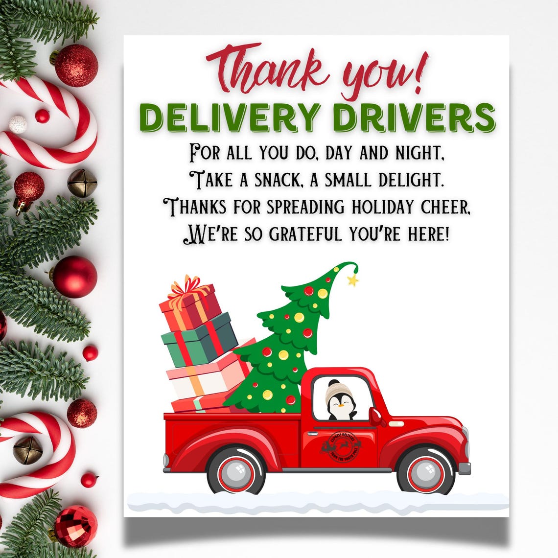 Deliver Driver Sign, Delivery Driver Christmas Sign, Delivery Driver ...