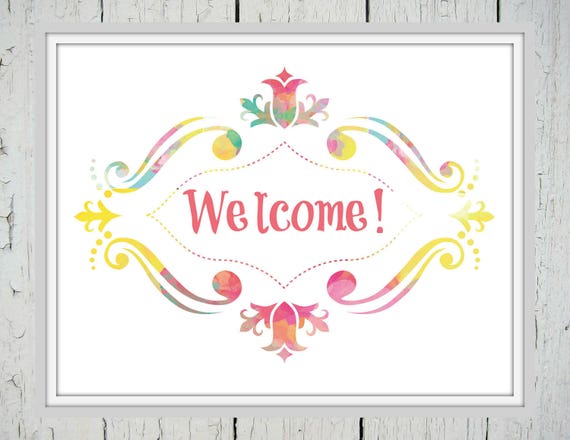 Welcome Sign Colorful Welcome Sign Colorful Wall Art | Etsy