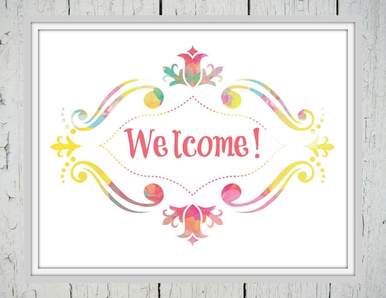 Welcome Sign - Colorful Welcome Sign, Colorful Wall Art, Welcome Print ...
