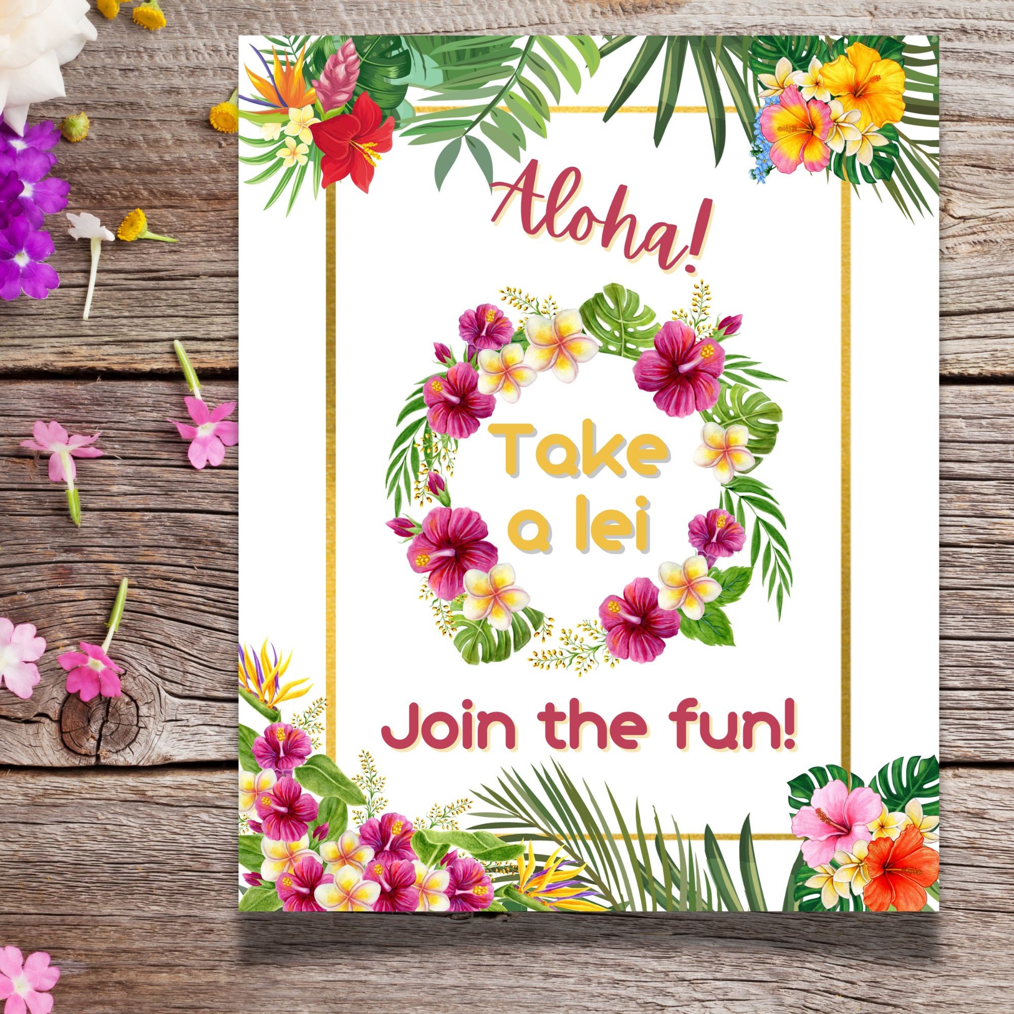 Luau Sign, Luau Party Sign, Luau Decor, Luau Party Decor, Lei Sign ...