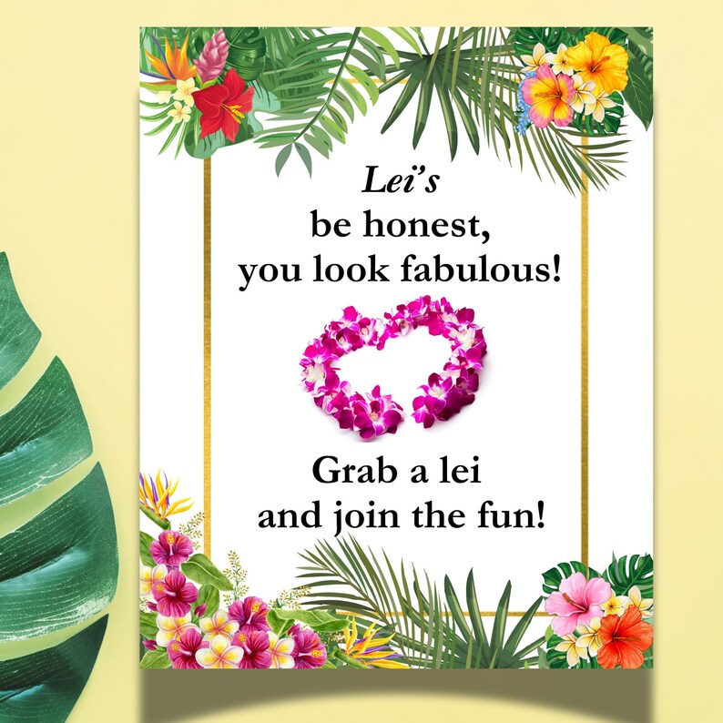 Luau Party, Luau Party Decor, Luau Party Sign, Take A Lei Sign, Luau ...