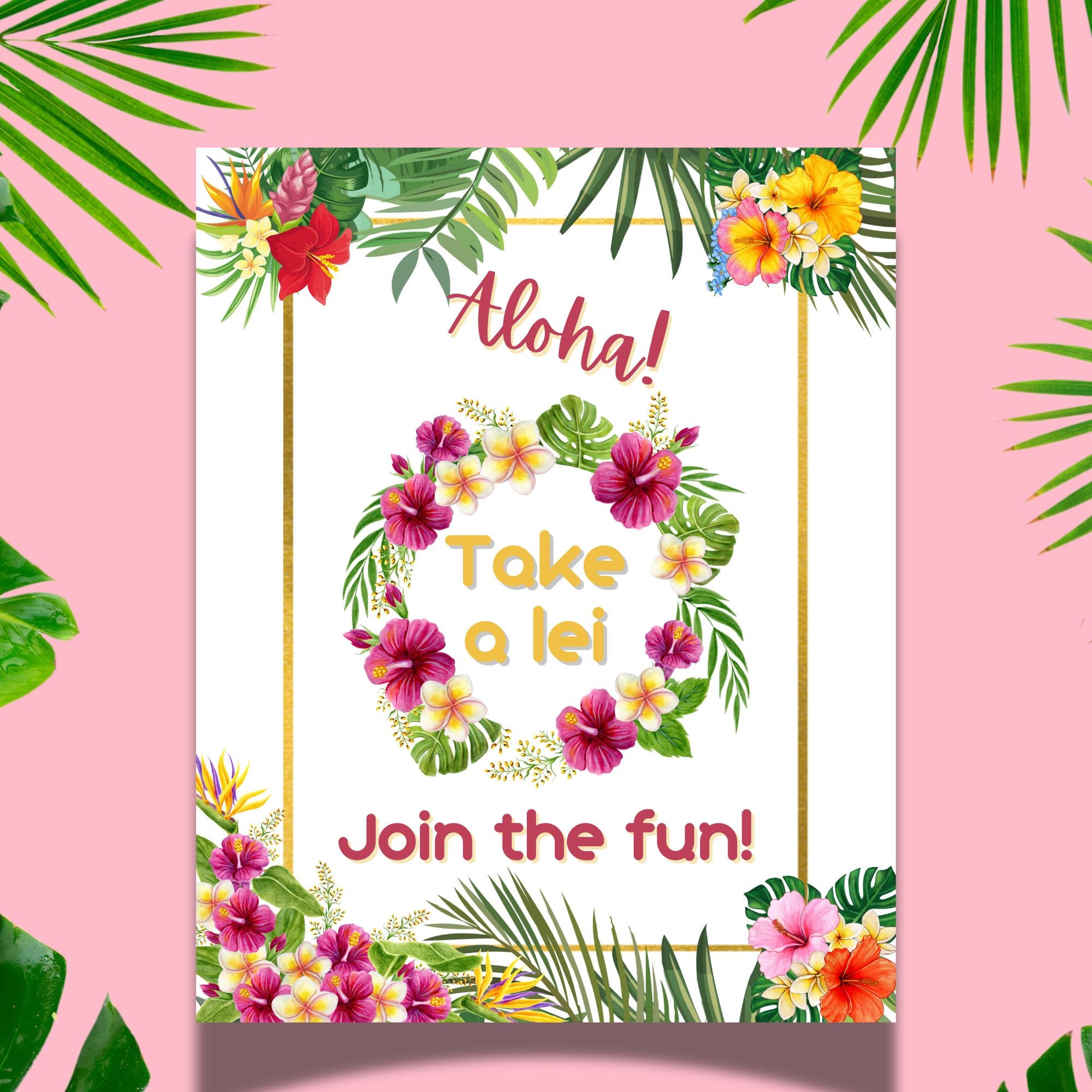 Luau Sign, Luau Party Sign, Luau Decor, Luau Party Decor, Lei Sign ...