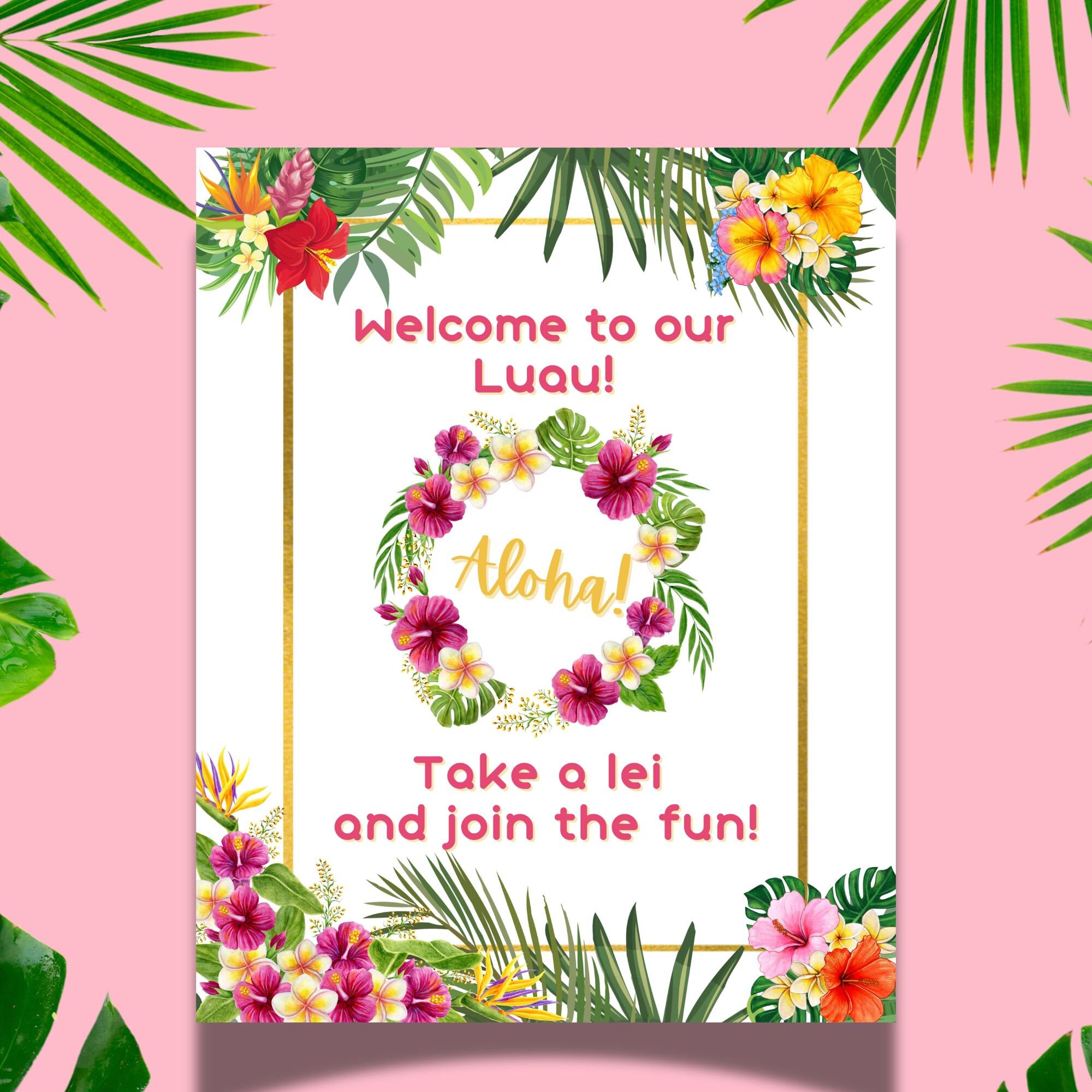 Luau Party, Luau Party Decor, Luau Sign, Luau Printable, Luau Welcome ...