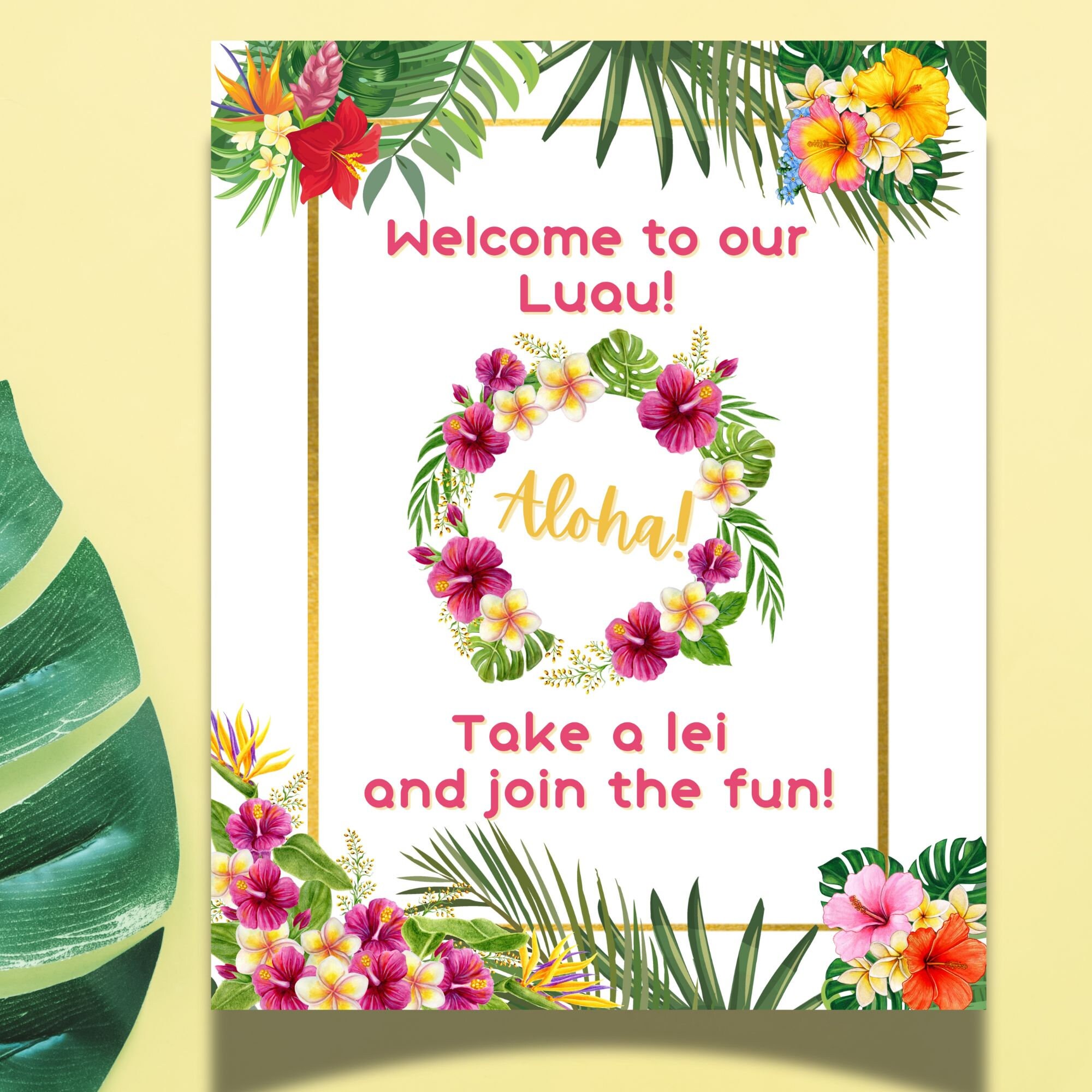 Luau Party, Luau Party Decor, Luau Sign, Luau Printable, Luau Welcome ...