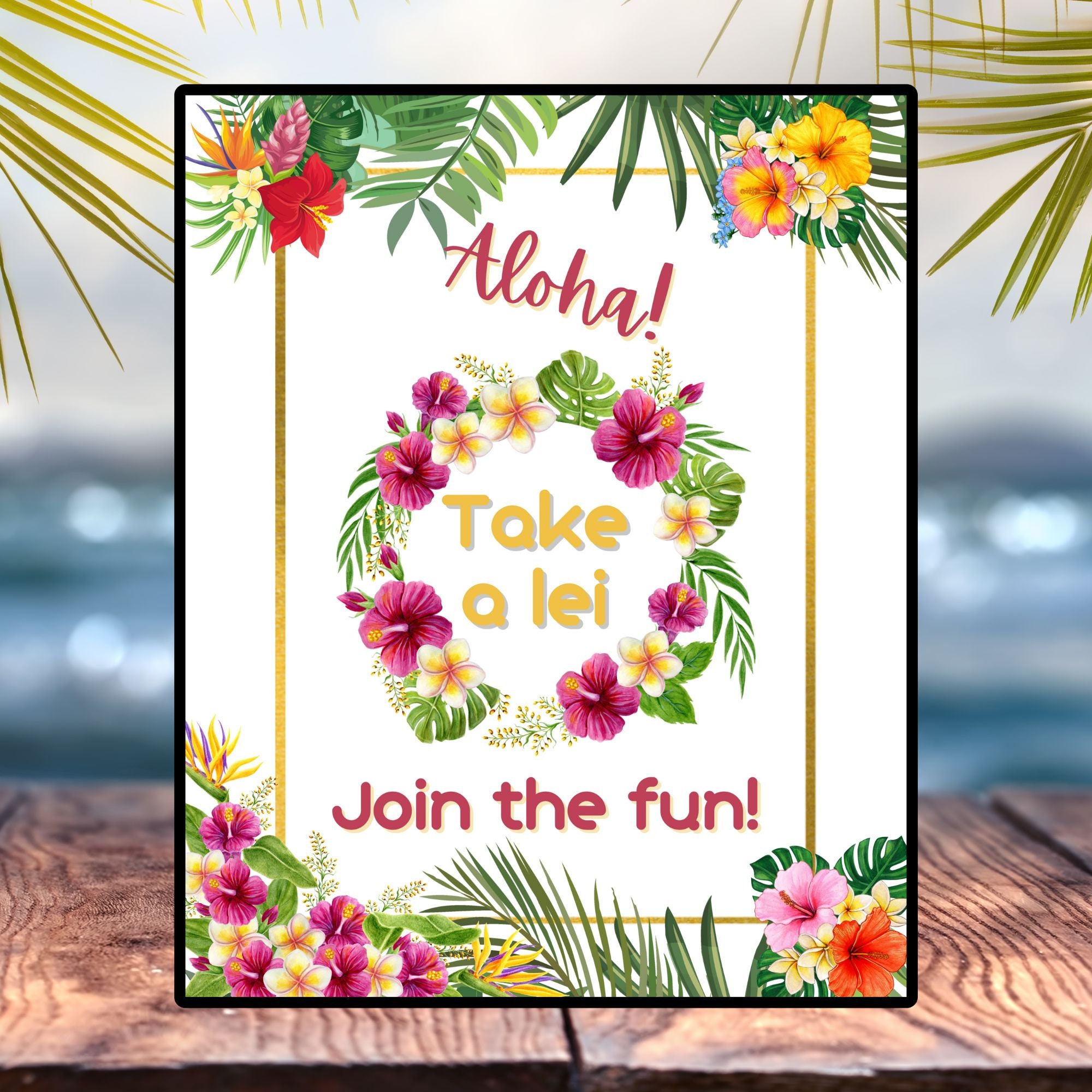Luau Sign, Luau Party Sign, Luau Decor, Luau Party Decor, Lei Sign ...