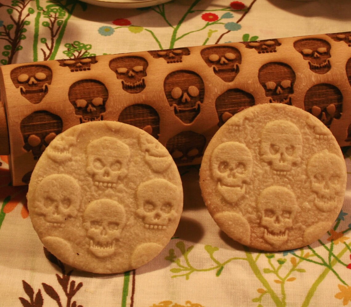 Skull Embossing Rolling Pin. Skull Pattern. Engraved Rolling | Etsy