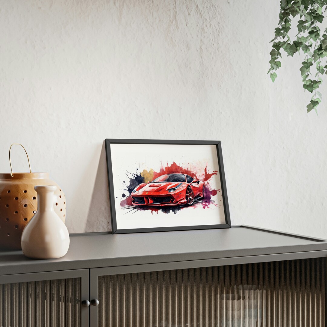 Ferrari Style Watercolour Splash Design Posters With Wooden - Etsy