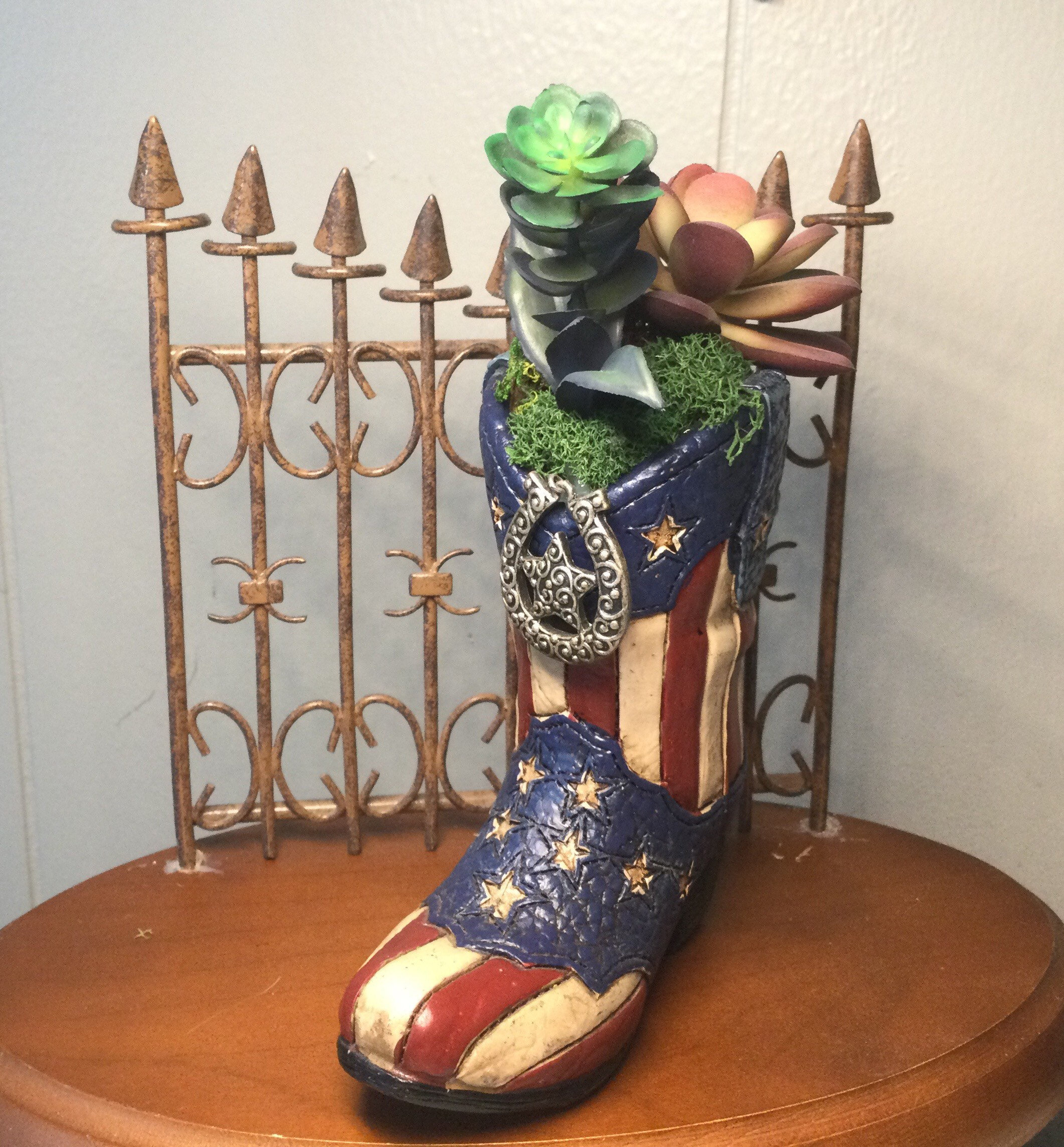 Cowboy boot planter with Faux Succulent | Etsy