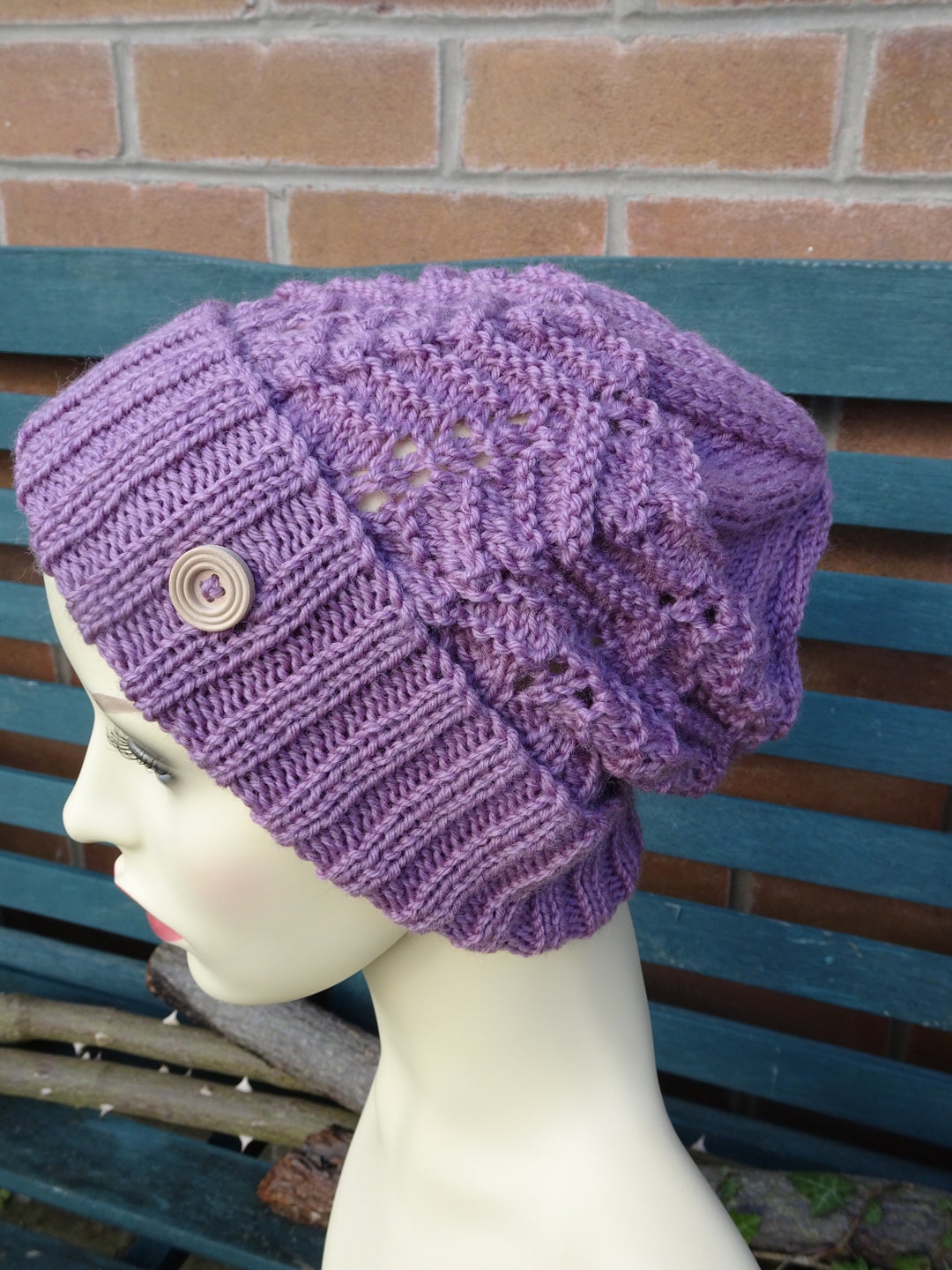 Hand Knitted Wool Hat, Dusky Pink Knitted Hat, Womens Pink Hat, Woolly ...