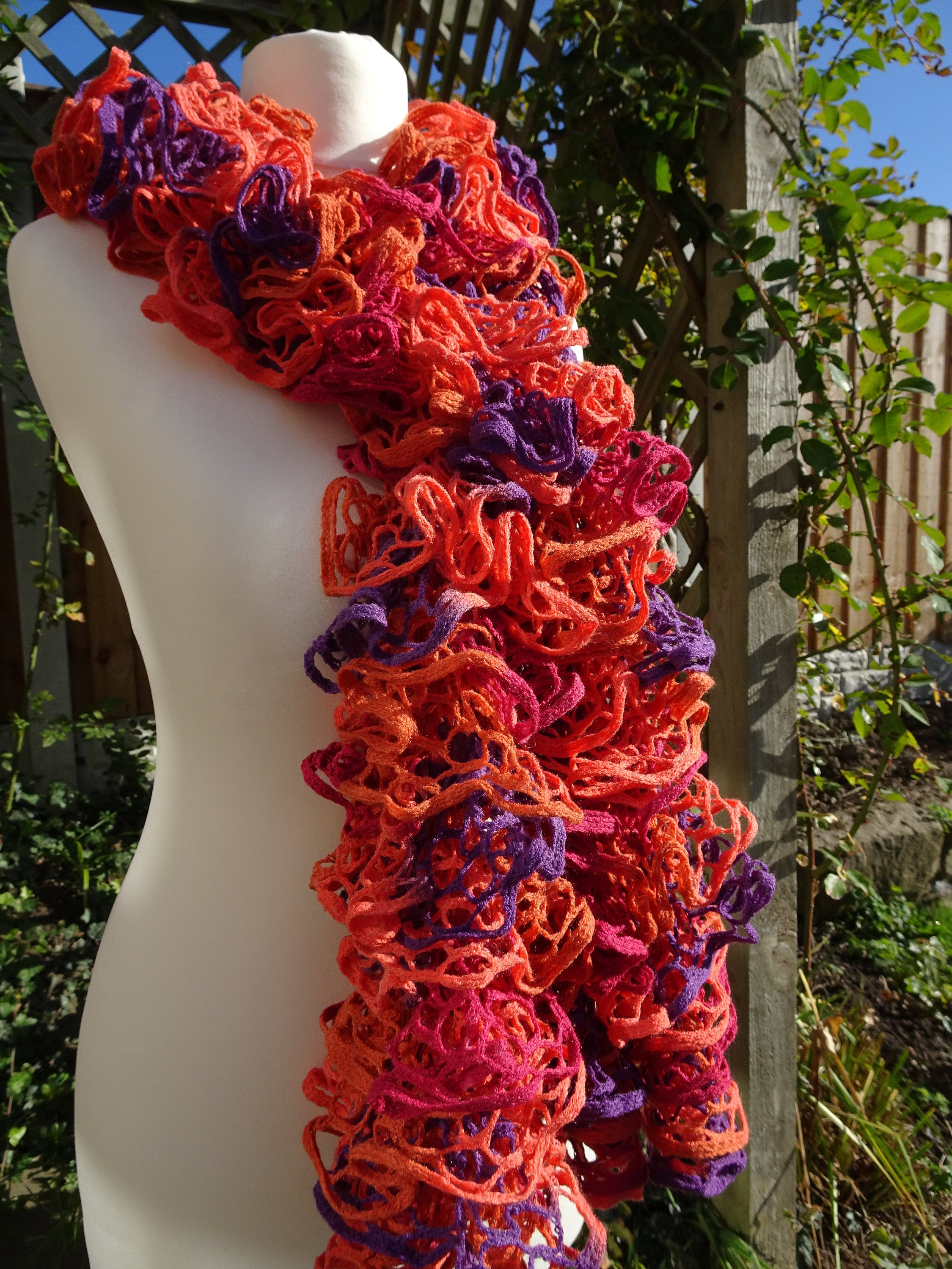 Long Flamboyant Ruffle Scarf Orange Loopy Scarf Womens - Etsy