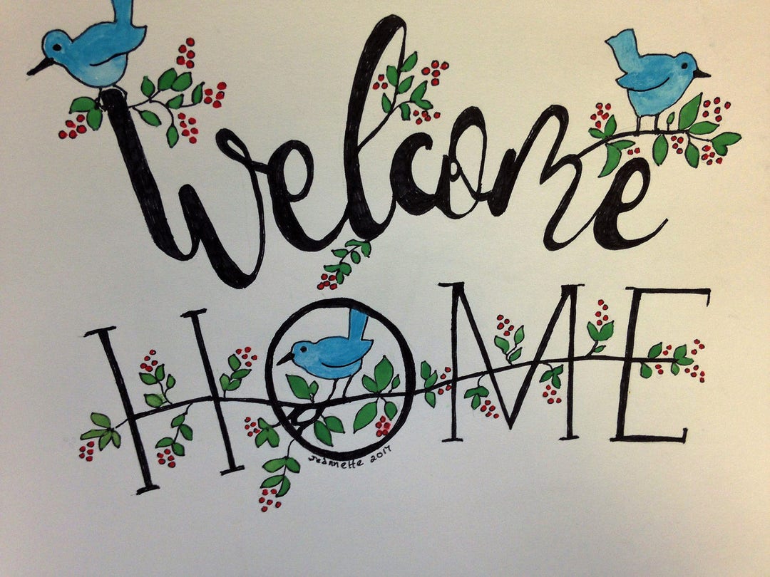 Welcome Home Watercolor Sign on Mixed Media Paper. Original is 9 X 12 ...