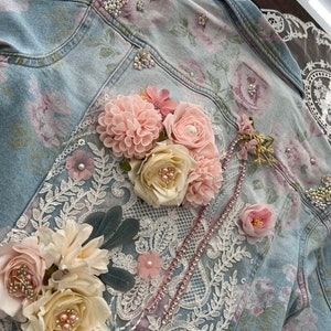 Rhinestone on Rose Vintage Denim Jacket - Etsy
