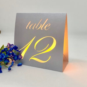 Classic Table Number Luminaries Are Made With Cream, Gold Leaf, or ...