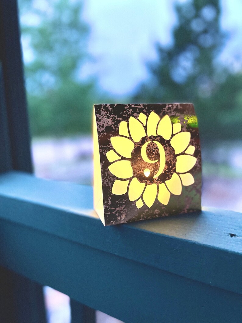 SUNFLOWER Table Numbers Luminaries Gold Copper White | Etsy