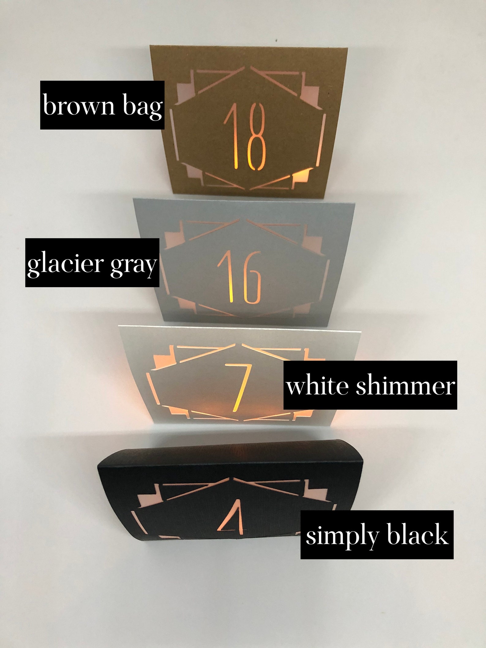 ART DECO Table Number Luminaries Wedding Table Numbers Free | Etsy