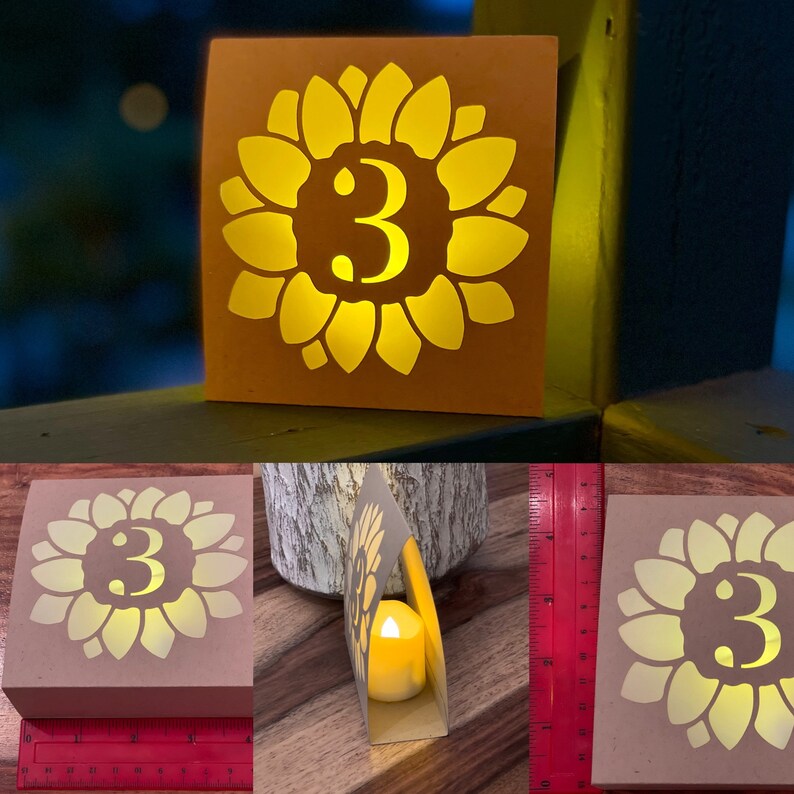 SUNFLOWER Table Numbers Luminaries Gold Copper White | Etsy