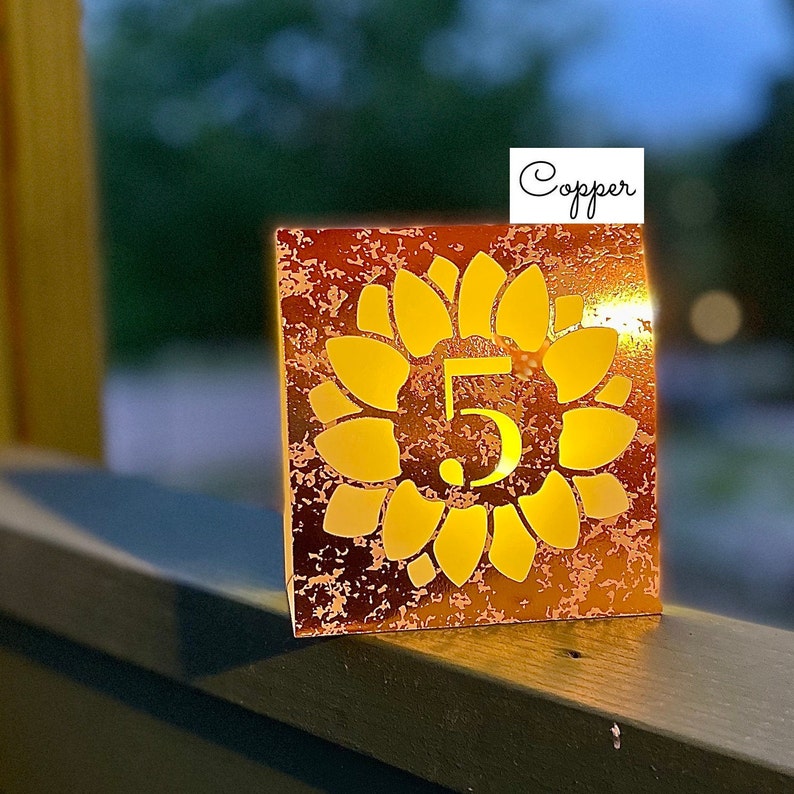 SUNFLOWER Table Numbers Luminaries Gold Copper White | Etsy