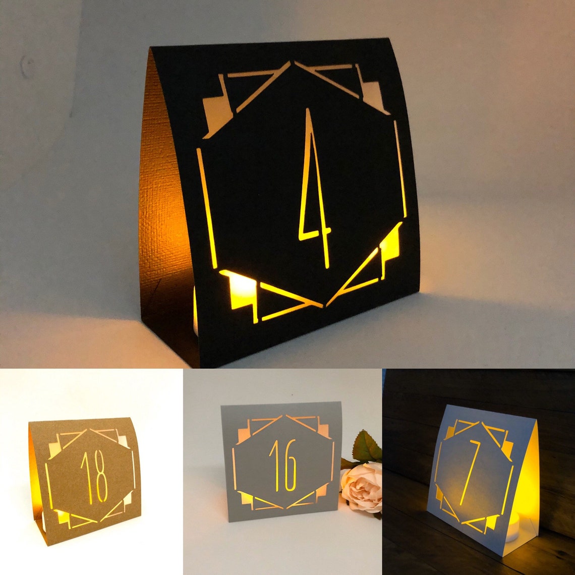 ART DECO Table Number Luminaries Wedding Table Numbers Free - Etsy