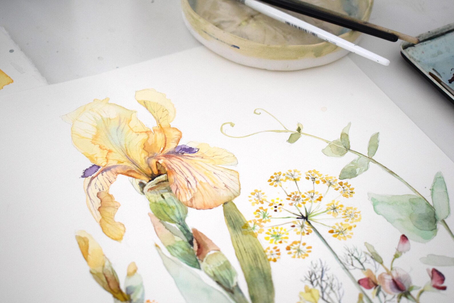 Wildflower June Boho Botanical Illustration, Floral Wall Art Decor ...