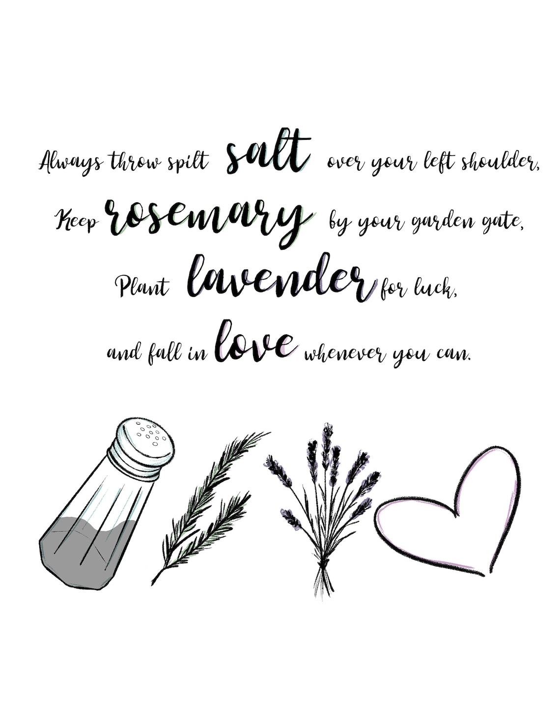 Practical Magic Salt, Rosemary, Lavender, Love Quote Digital Print PDF ...
