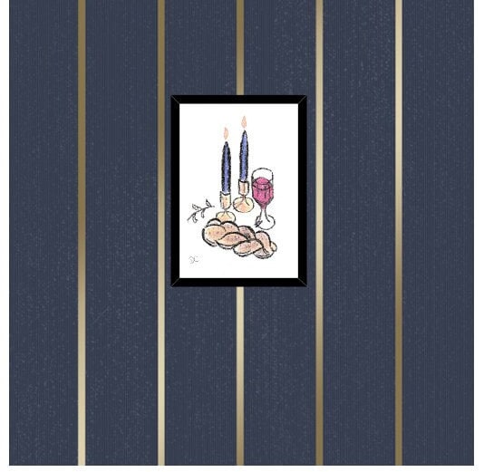 Shabbat Scene, the Sabbath Table, Chalk Pastel Drawing, Limited Edition ...