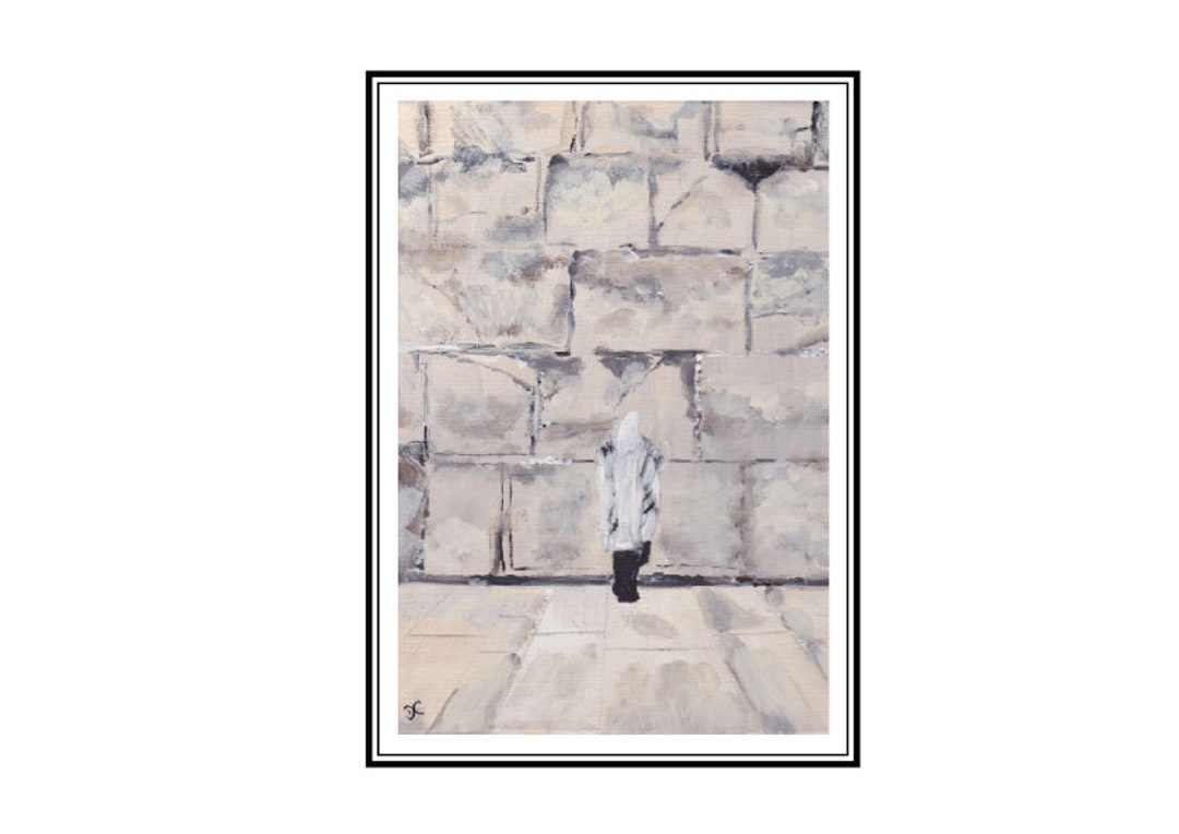 Religious Man at the Kotel, Wailing Wall Jerusalem, Acrylic Painting ...