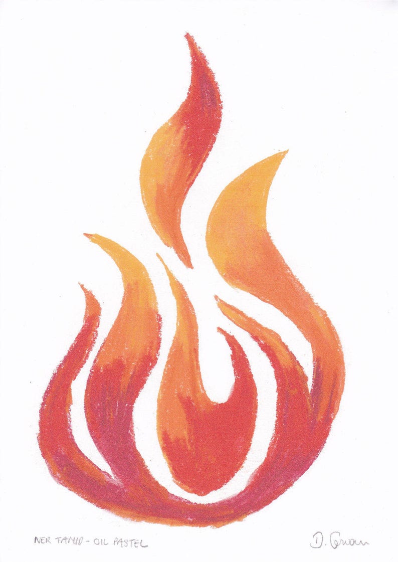 Ner Tamid Oil Pastel Drawing Limited Edition Prints A4 Size Religious ...