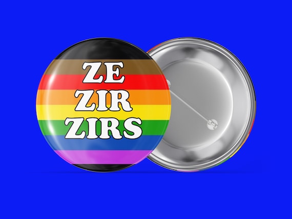 Ze Zir Zirs Rainbow Pronouns Handmade Pin Back Button | Etsy