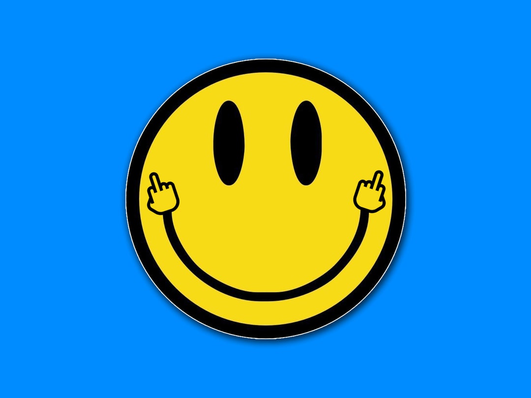 Smiley Middle Finger Mature Custom Die Cut Sticker Handmade to Order ...