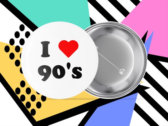 I Love heart the 90's Handmade Pin Back Button | Etsy