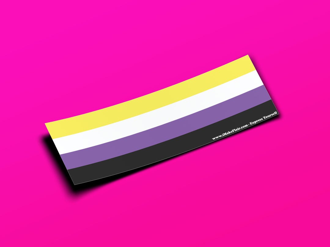 Nonbinary Pride LGBTQ - 10" X 3" Bumper Sticker or Magnet - Waterproof ...