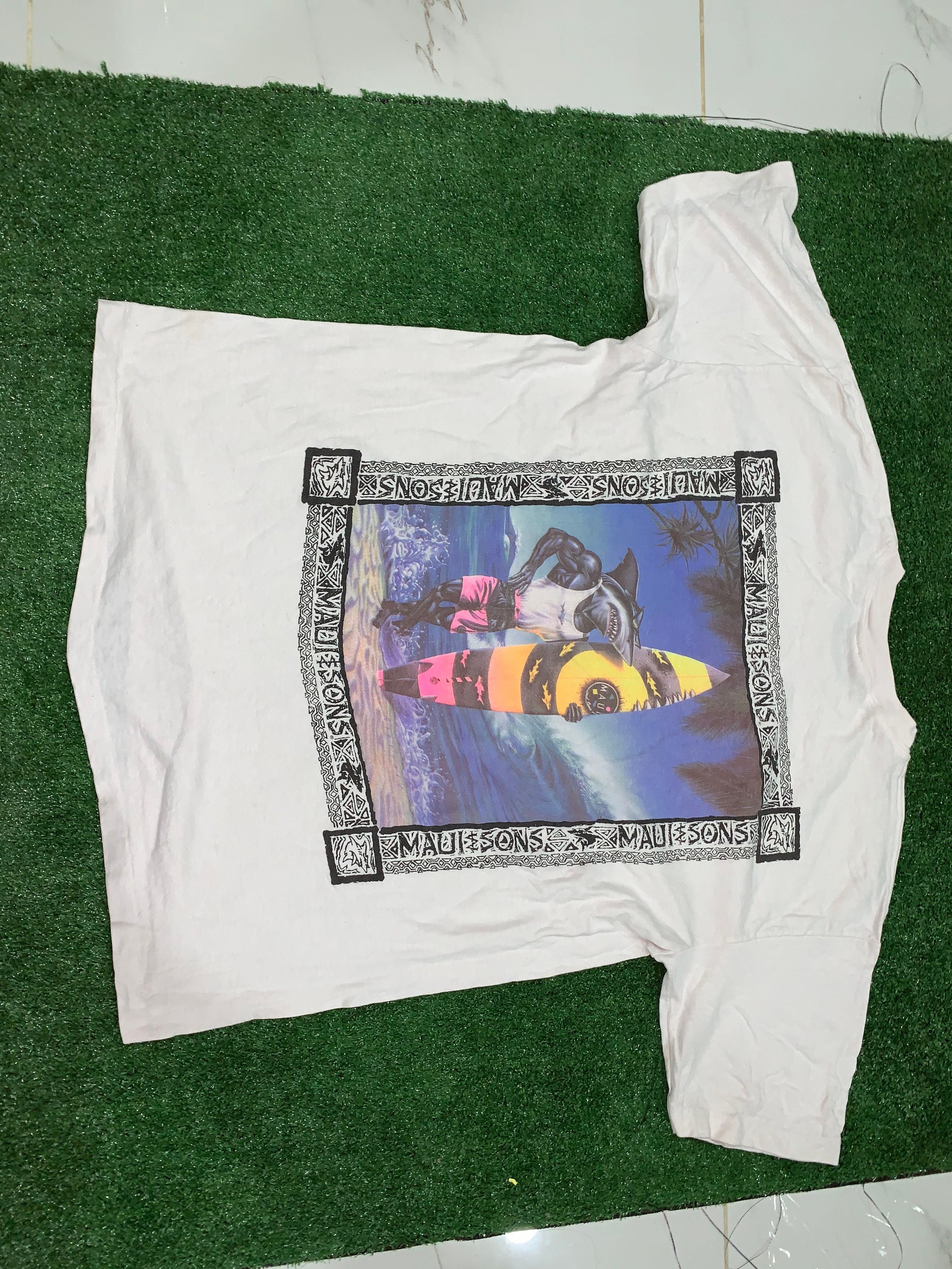 Vintage Maui Y Sons Surf Surfboard Gran Camiseta Impresa X L Etsy España