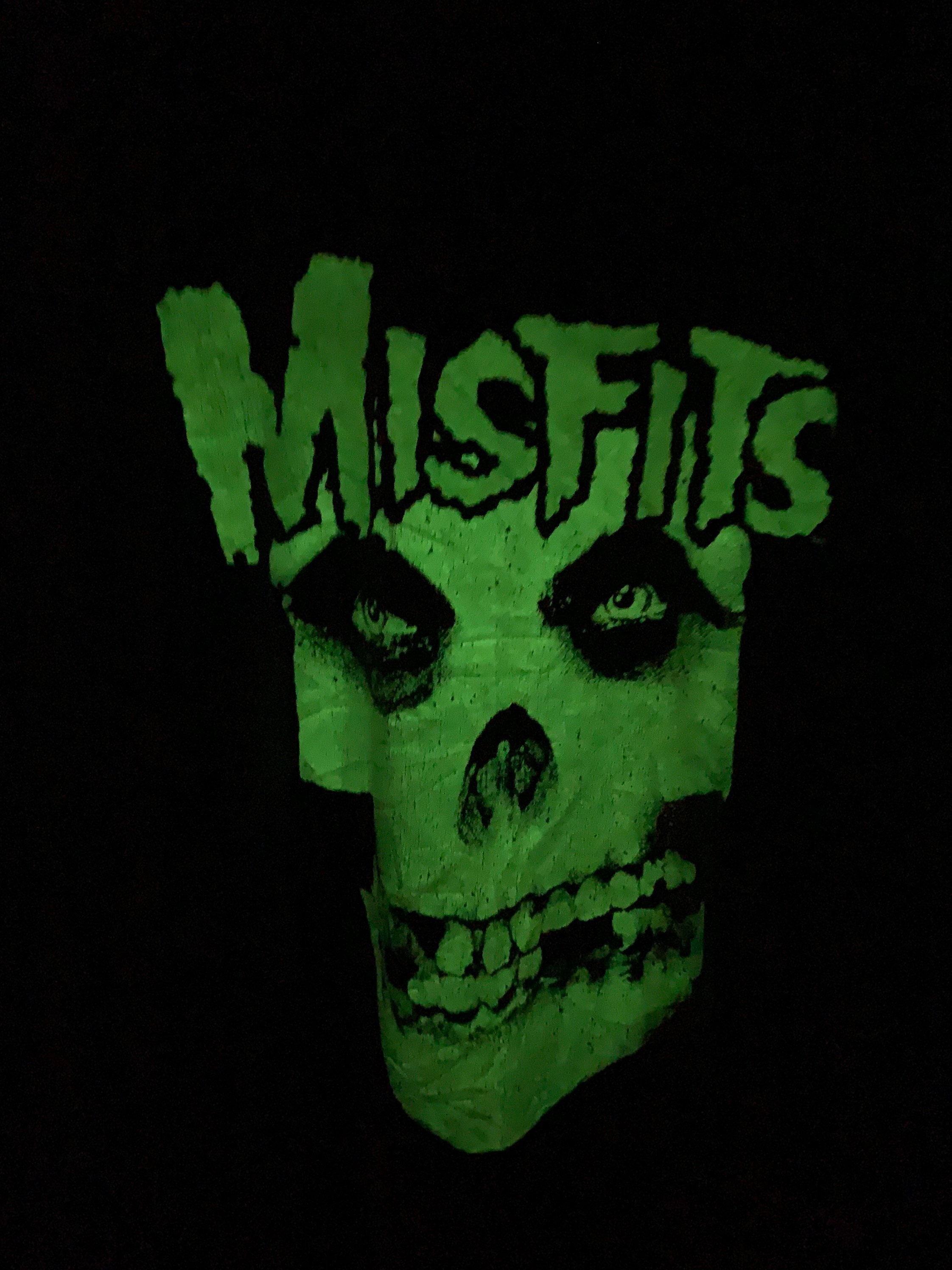 Vintage 90s Misfits Jurek Skull Glow in the Dark Big Face American ...