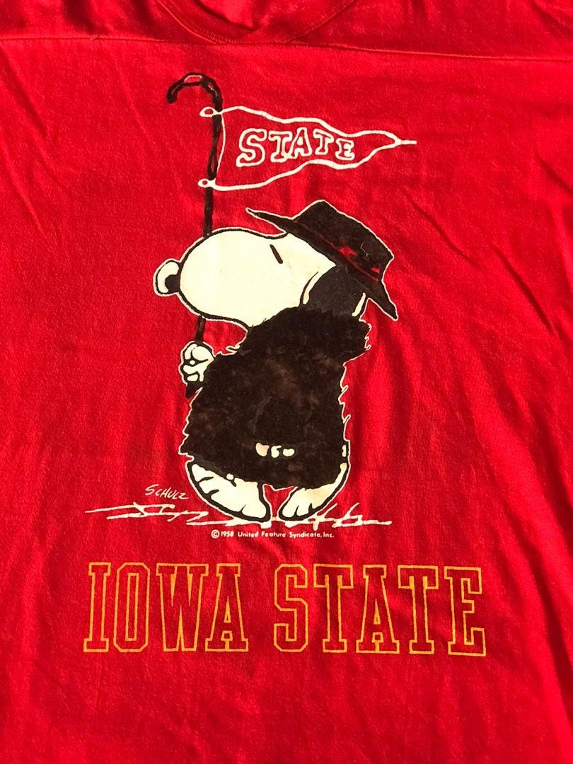 Rare Vintage Snoopy Peanuts Comics Charles M Schulz Iowa State Raglan ...