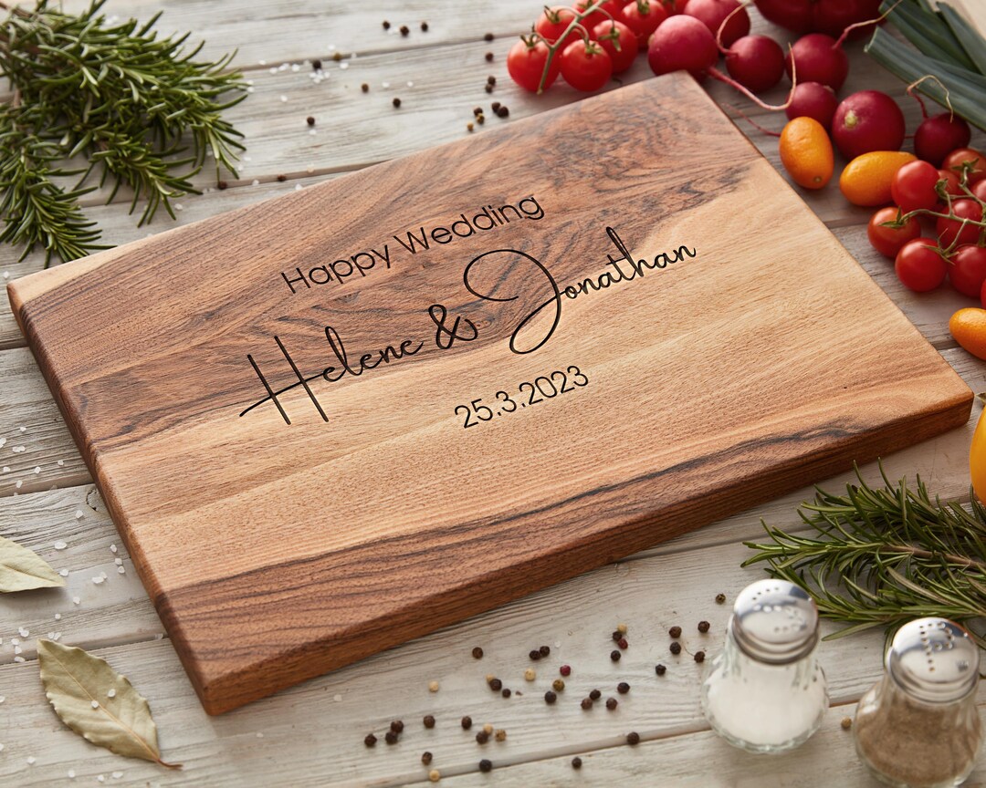 Engraved Cutting Board With Handwritten Signature - Custom Wedding Gift ...