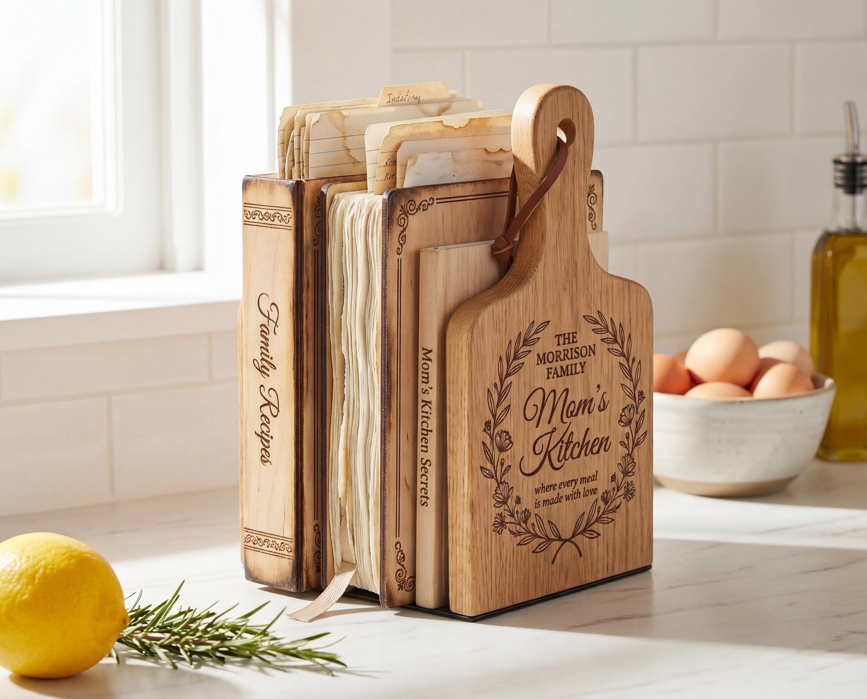 Kitchen Bookends Solid Oak, Magnetic Tablet Stand, Cookbook Holder ...