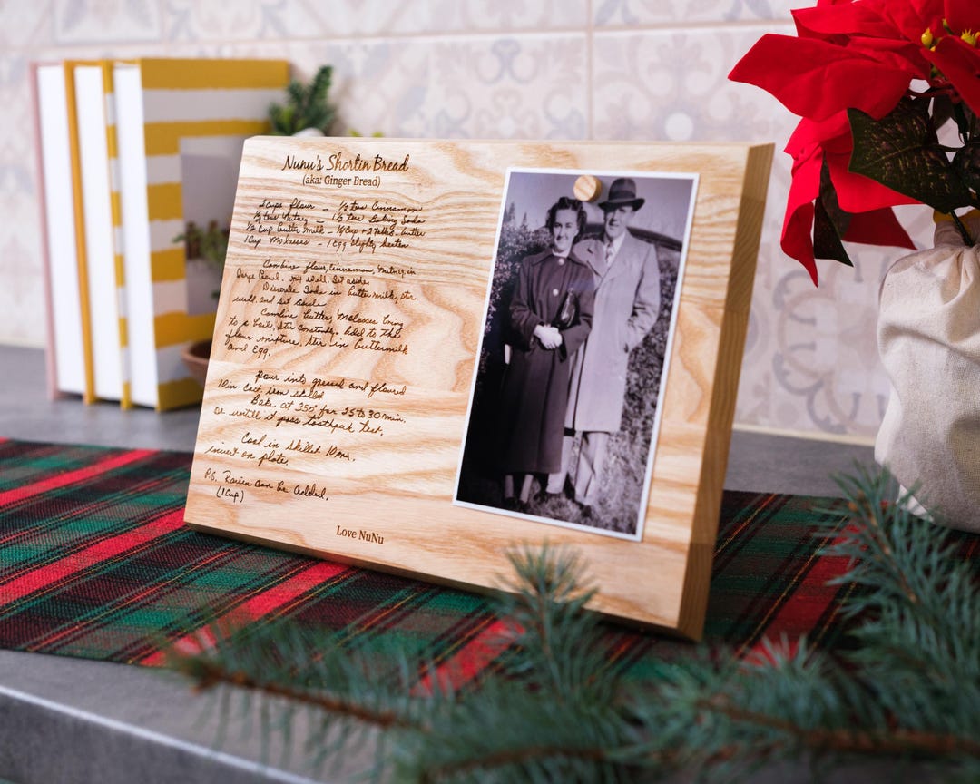 Custom Handwritten Recipe Photo Frame, Engraved Recipe Keepsake ...