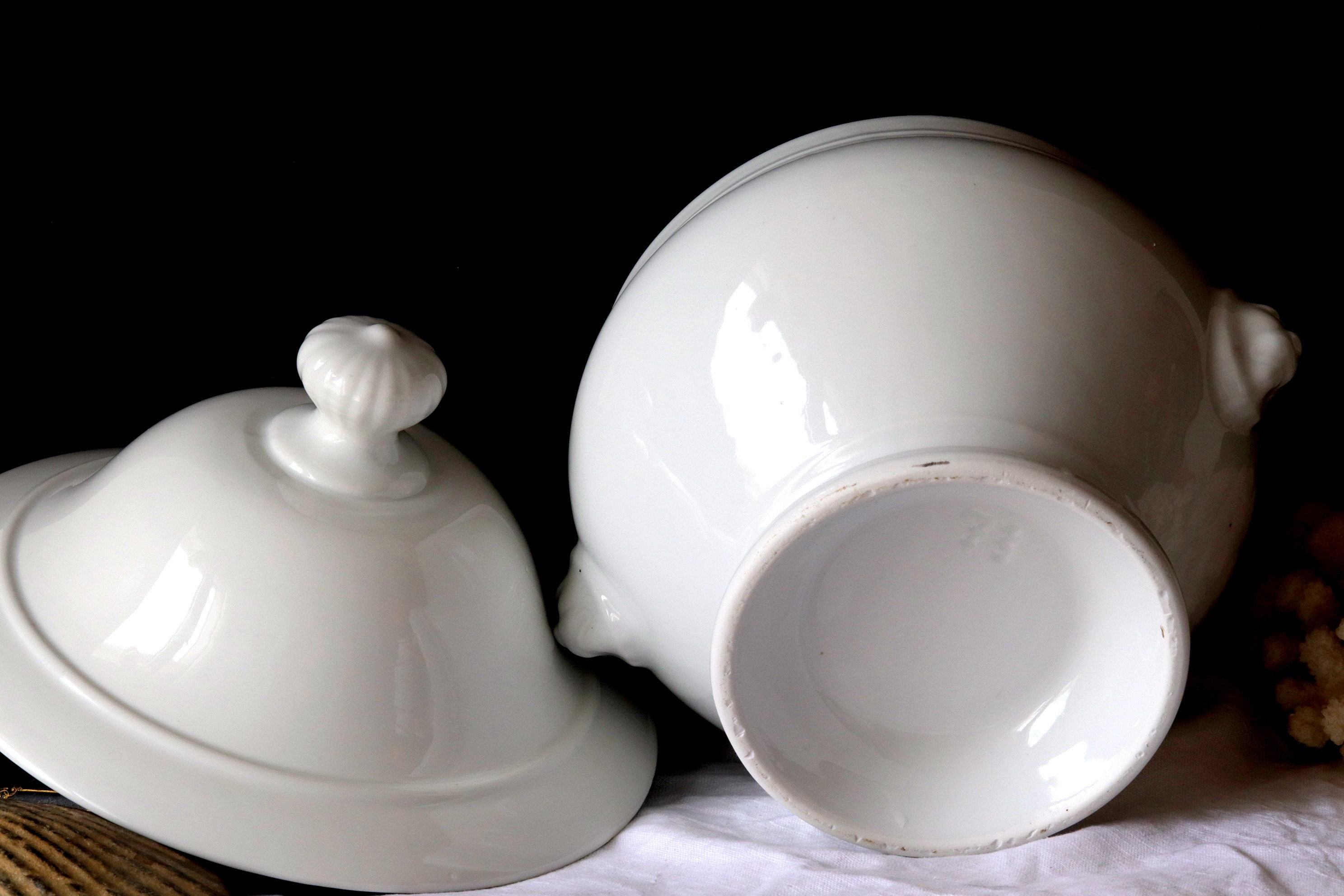 Small Antique White Soup Tureen With Lid and Lion's Head Handles - Etsy