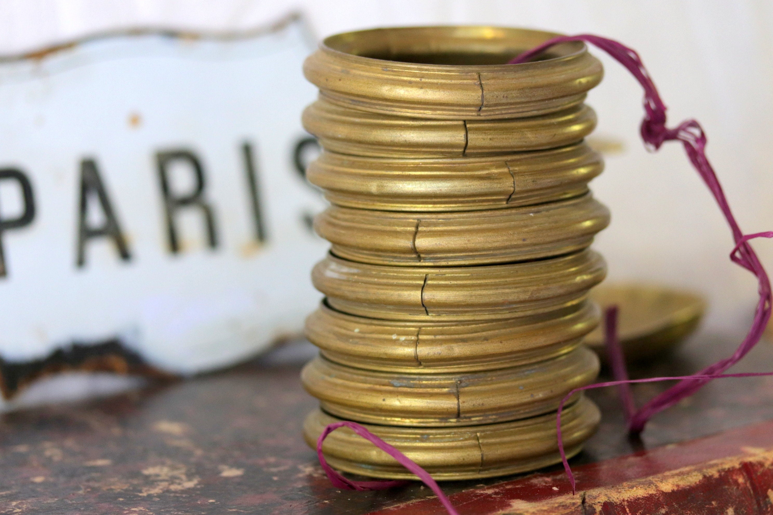 Antique French Curtain Brass Ring Set of 8 1900s Window | Etsy