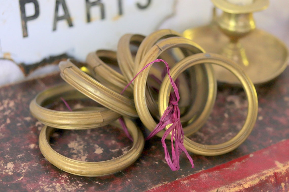 Antique French Curtain Brass Ring Set of 8 1900s Window | Etsy