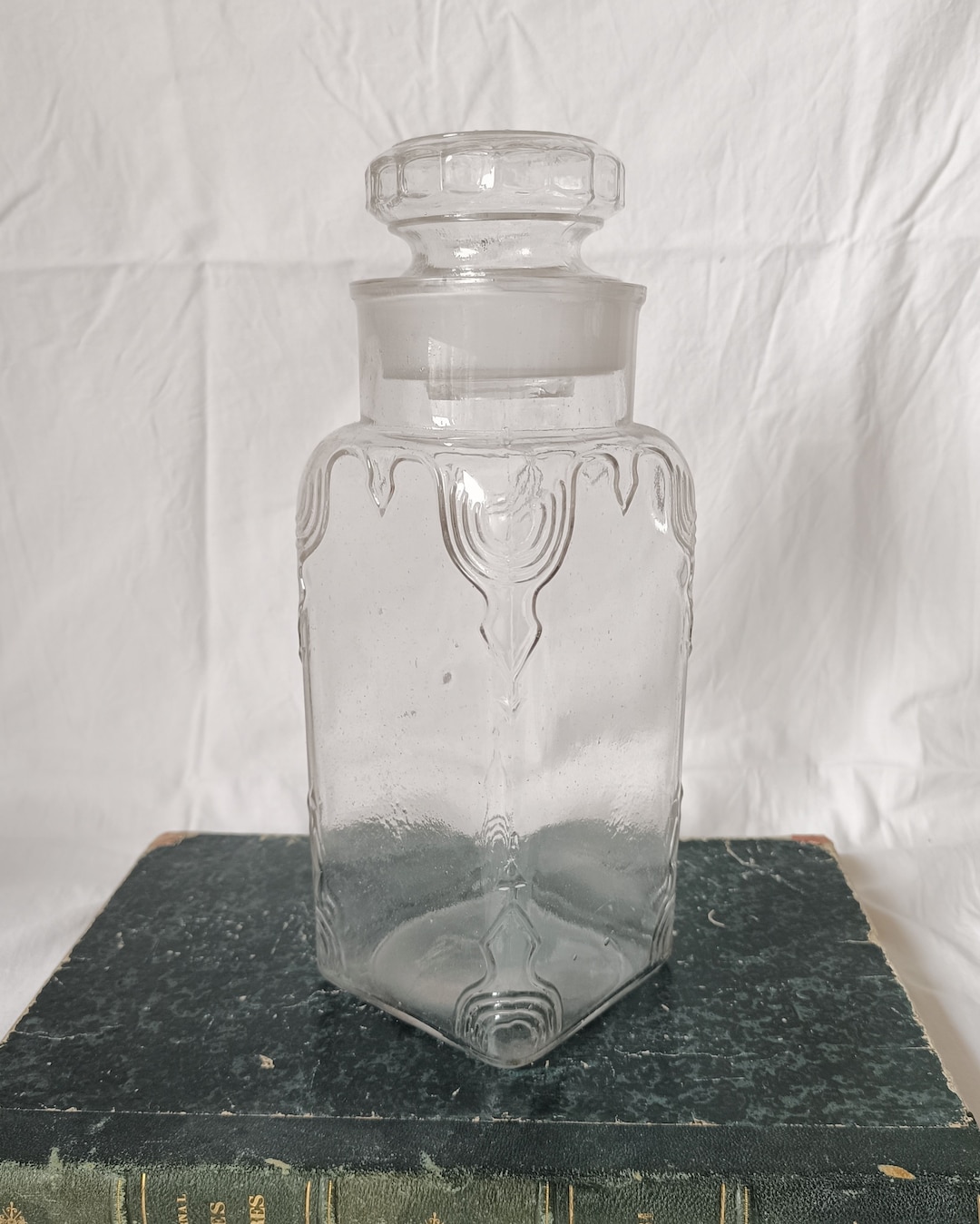 Antique French Glass Jar: Embossed Art Nouveau Cookie Jar, 1900s Decor ...