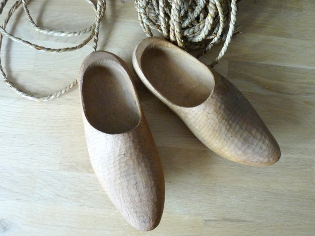 Antique French Children Wooden Clogs Handcarved Folk Art - Etsy