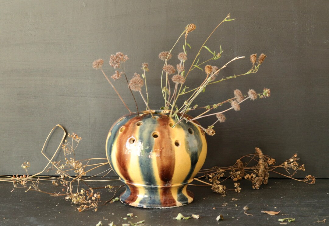 Antique French Spherical Flower Frog, 1930s Castelnaudary Pottery ...